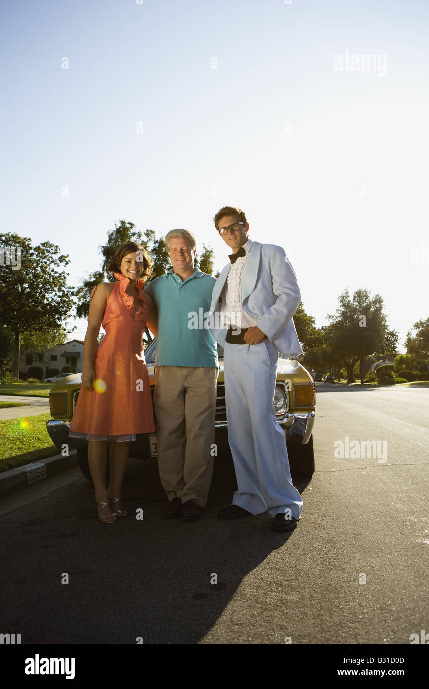 Father with prom couple Stock Photo - Alamy