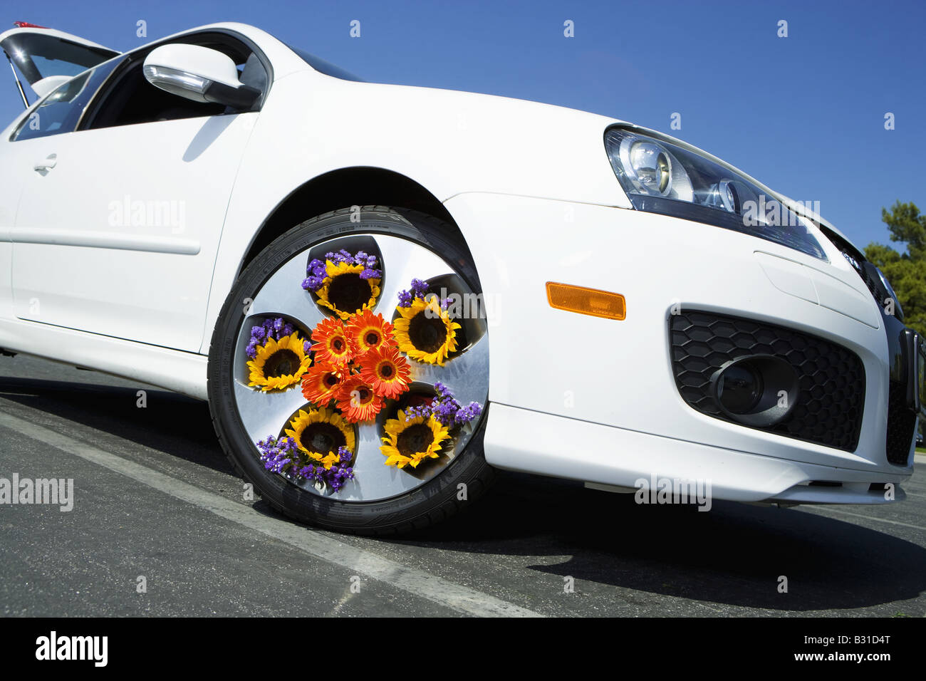 VW GTI with flowers in wheel hubs Stock Photo - Alamy