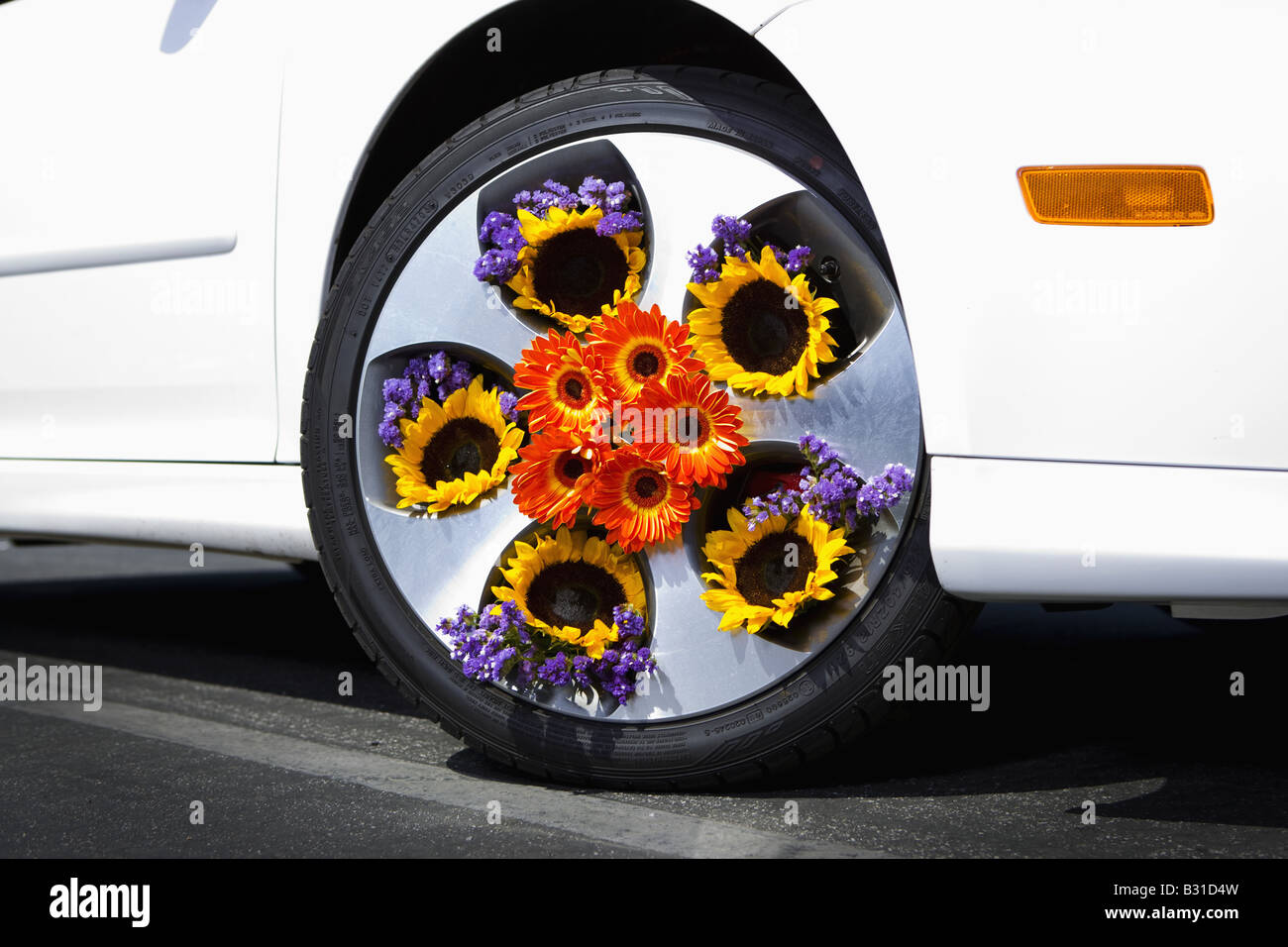 VW GTI with flowers in wheel hubs Stock Photo - Alamy