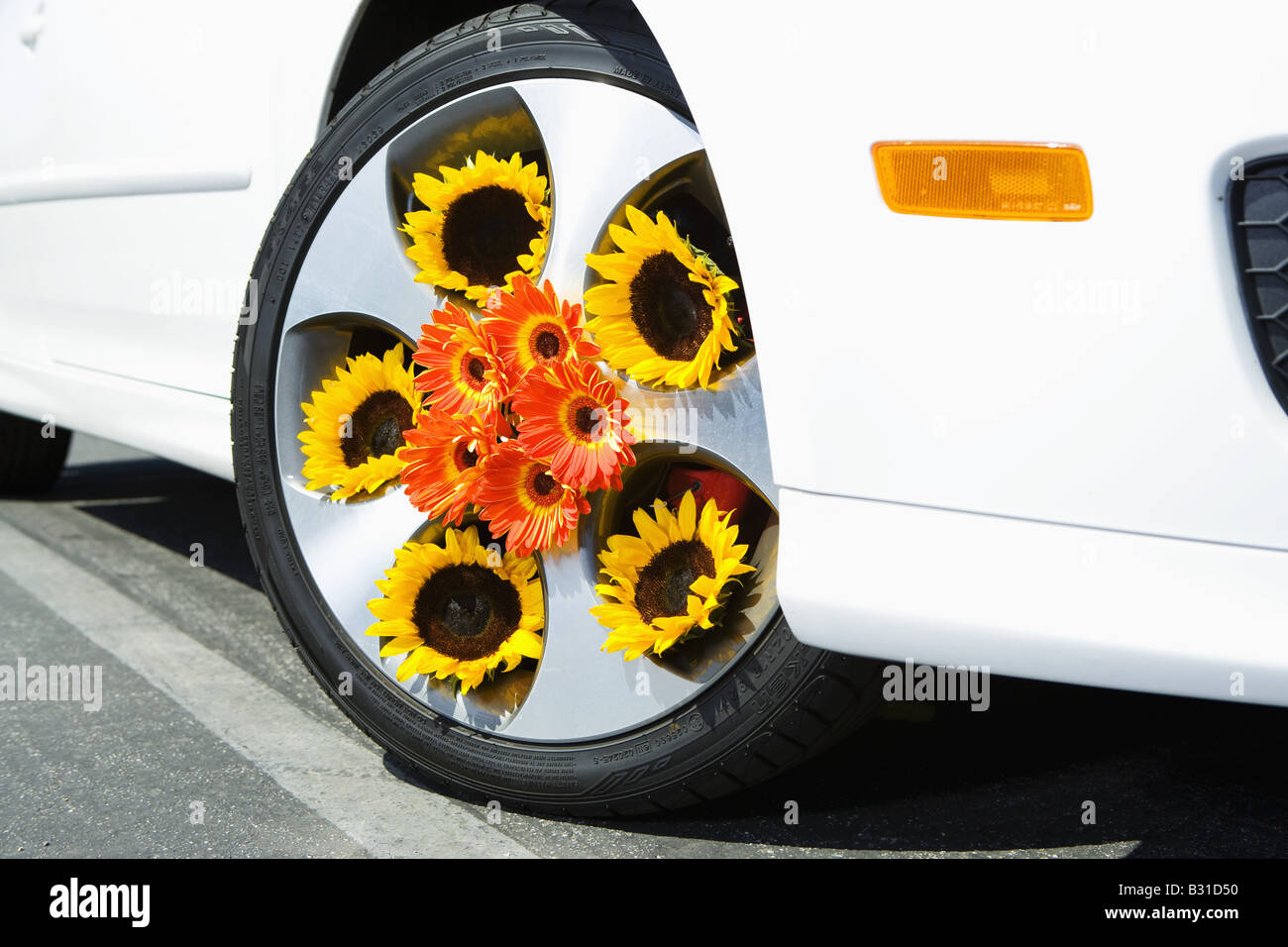 VW GTI with flowers in wheel hubs Stock Photo - Alamy