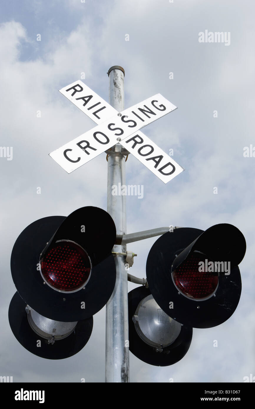 Close up of rail road crossing sign Stock Photo - Alamy