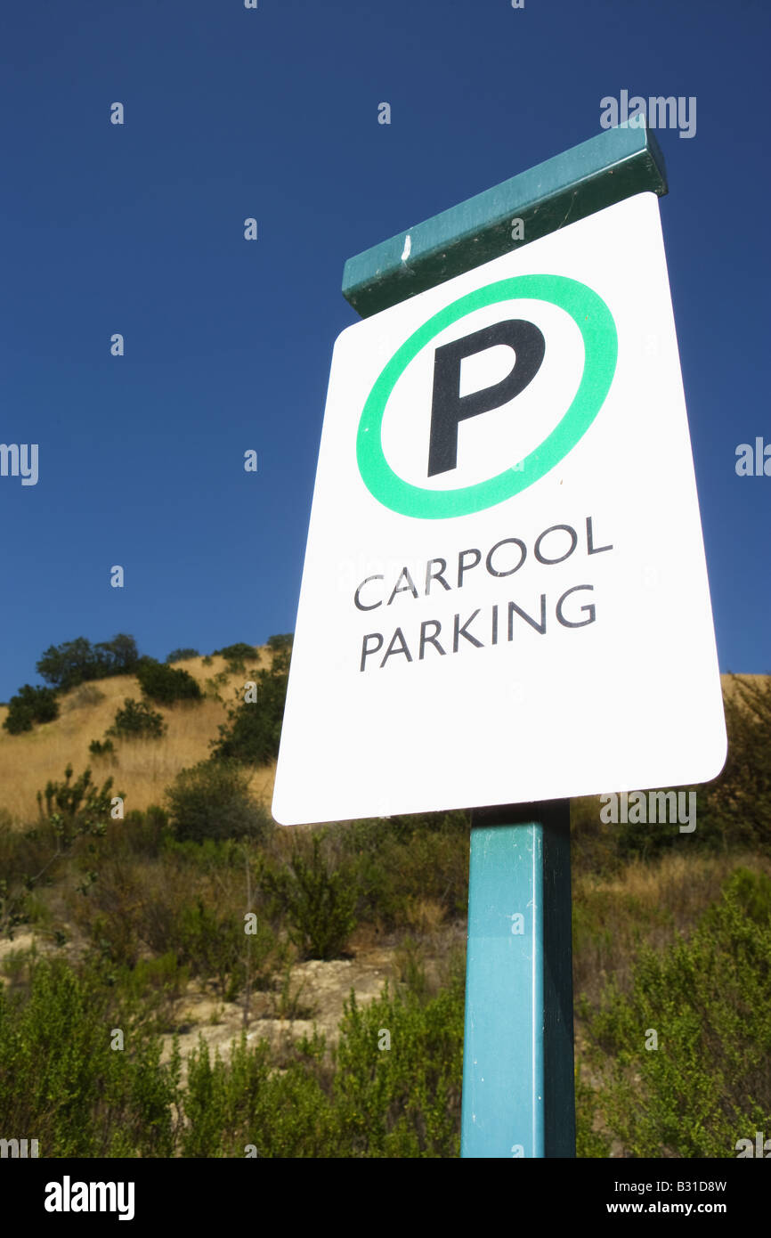 Green Carpool parking sign Stock Photo - Alamy