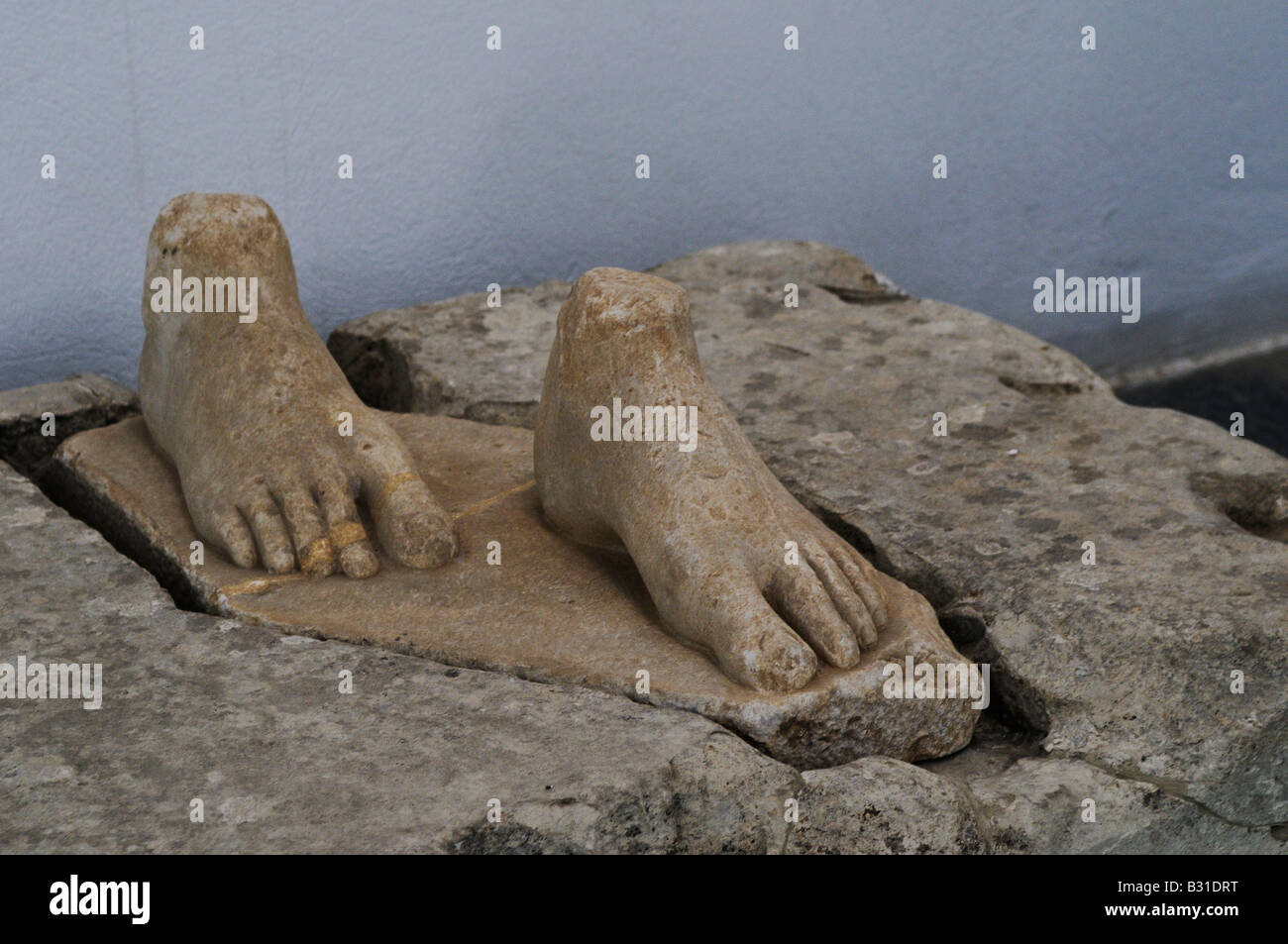 Feet sculpture in the Archaeological Museum in Vathy, Samos, Greece ...
