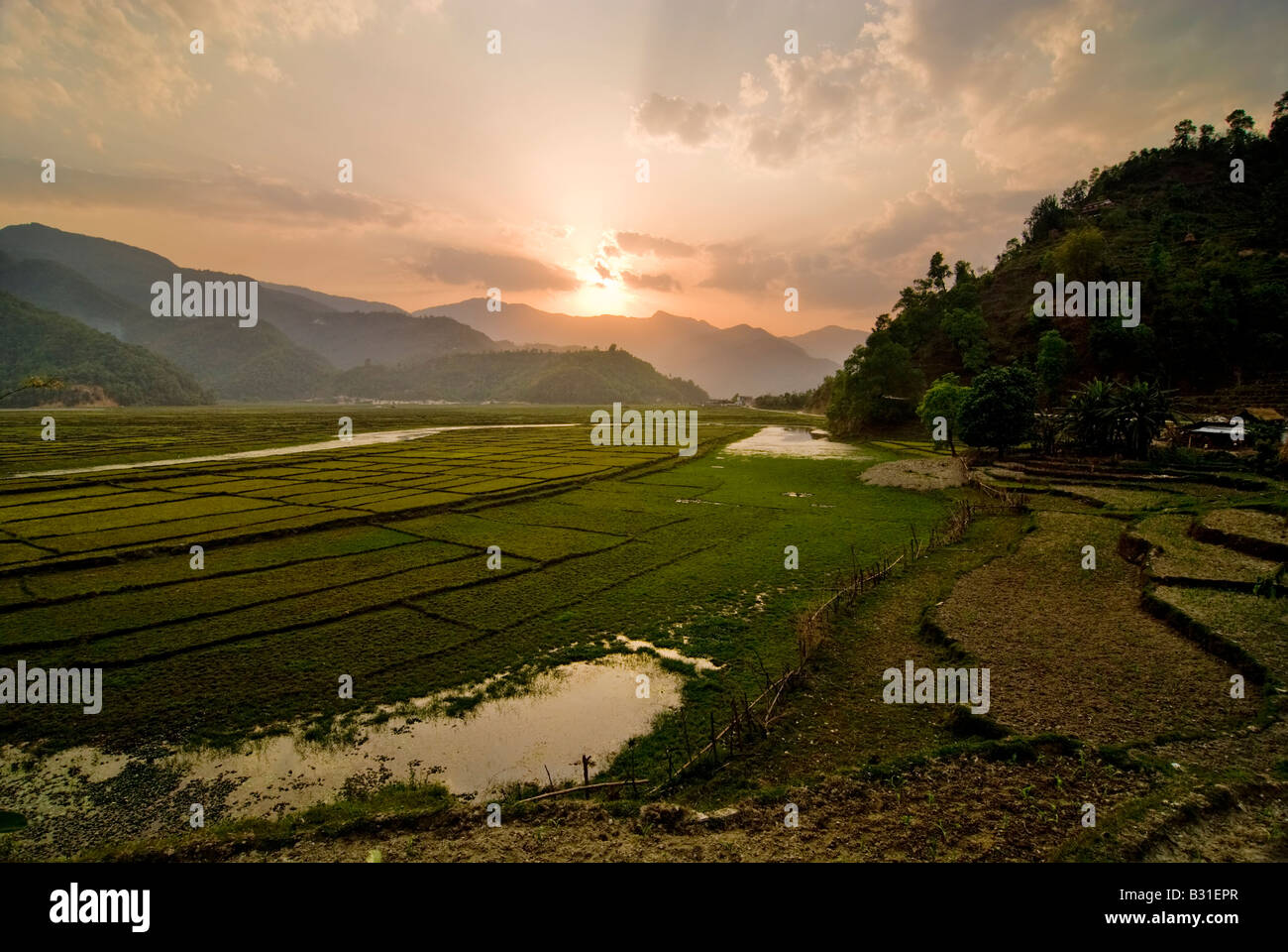 Rural sunset in Pokhara Valley. Nepal Stock Photo - Alamy