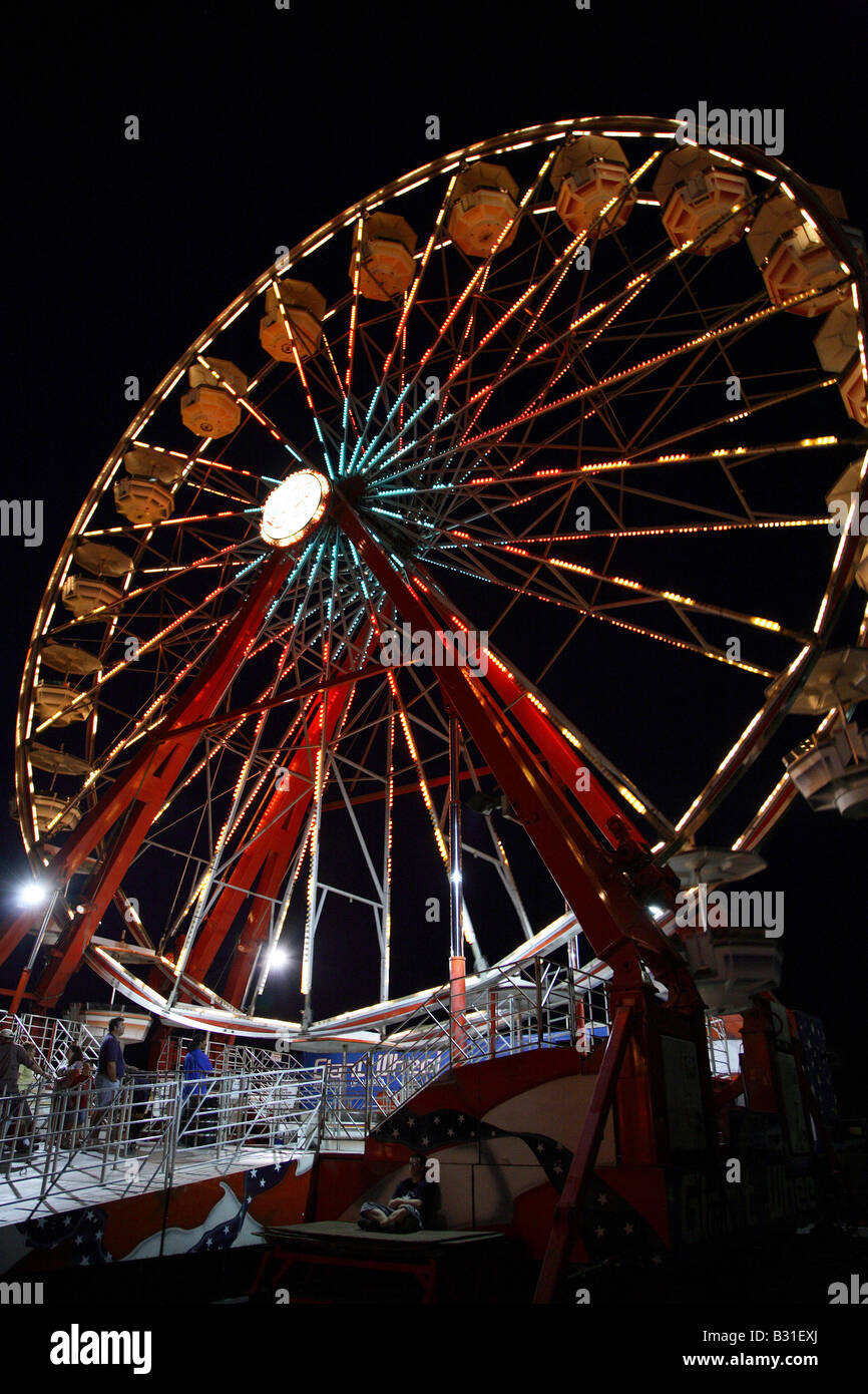 The Big Wheel / Ferris Wheel from front side right. Looking up at all ...