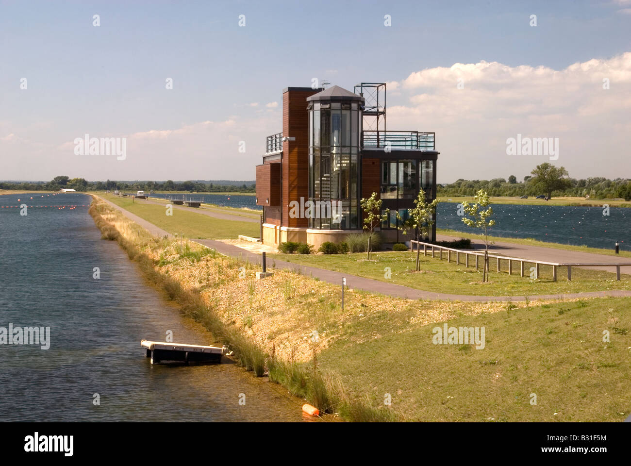 The Eton Suite and finishing tower at Dorney Lake Rowing Centre Stock ...