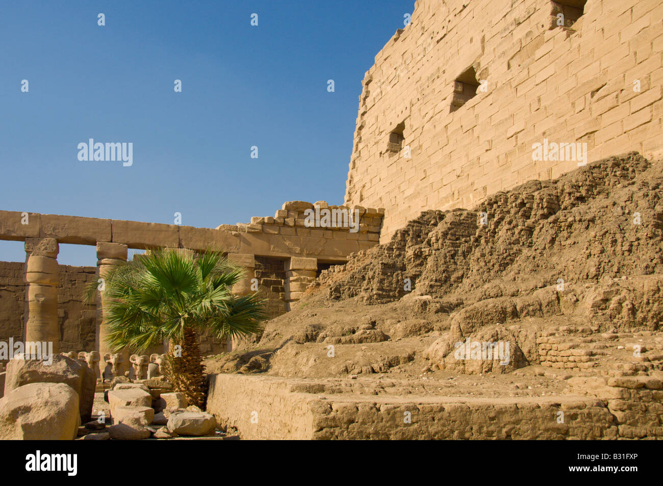 An excavation mound inside the Temple of Karnak in Luxor Egypt Stock ...