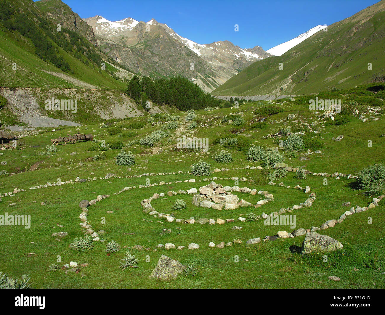 The stone symbols which have been laid out in mountains of Caucasus ...