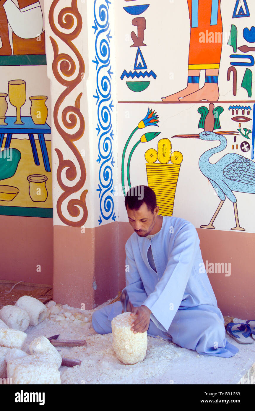 Alabaster factory on the west bank of the Nile River Luxor Egypt Stock ...