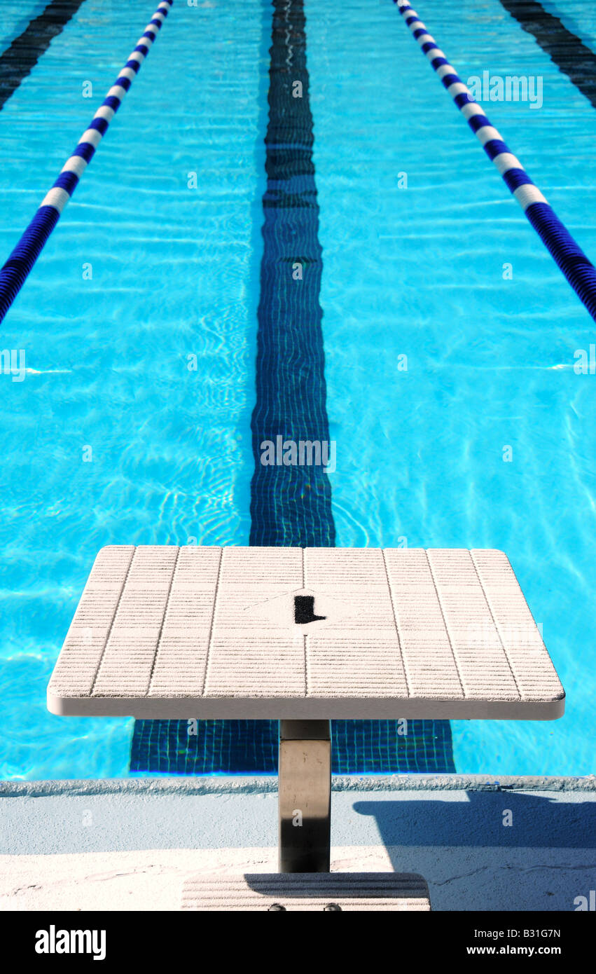 Starting block for swim race Stock Photo - Alamy