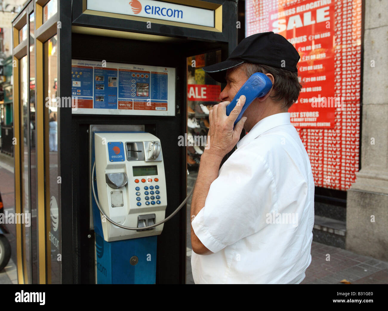 Man at a public phone booth, Dublin, Ireland Stock Photo - Alamy