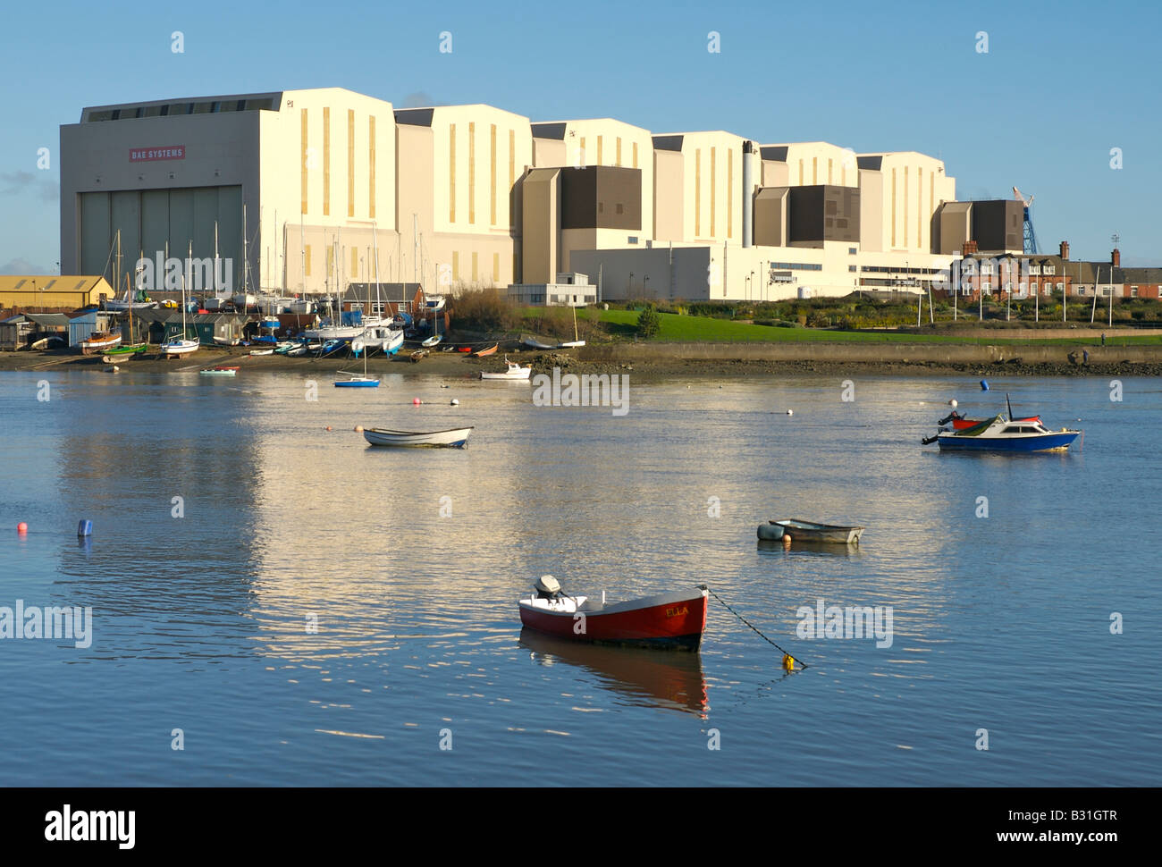 Walney Channel and BAE Systems, Barrow-in-Furness, Cumbria, England UK ...