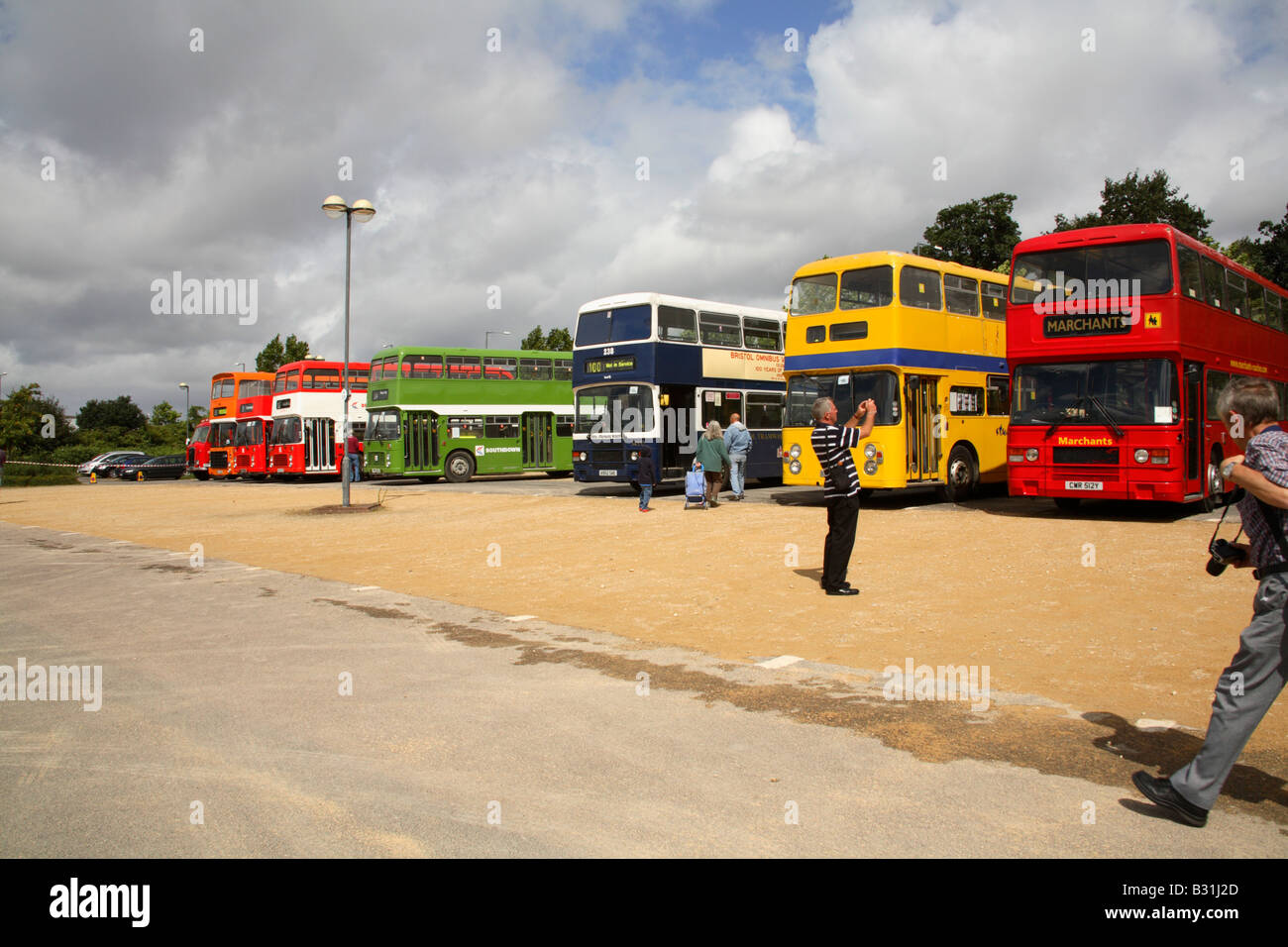 Colourful line up of buses at Bristol bus rally Stock Photo - Alamy