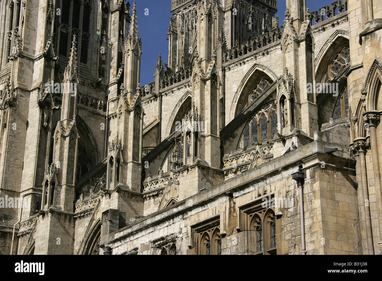 City of York, England. Close up architectural view of the south west ...