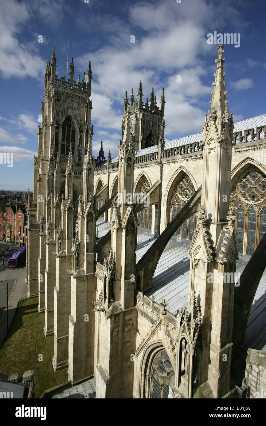 City of York, England. Rooftop architectural view of York Minster ...