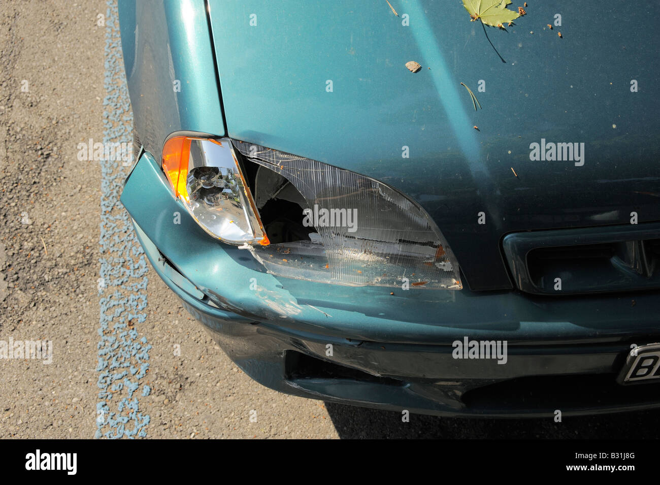 a damaged front of a car Stock Photo - Alamy