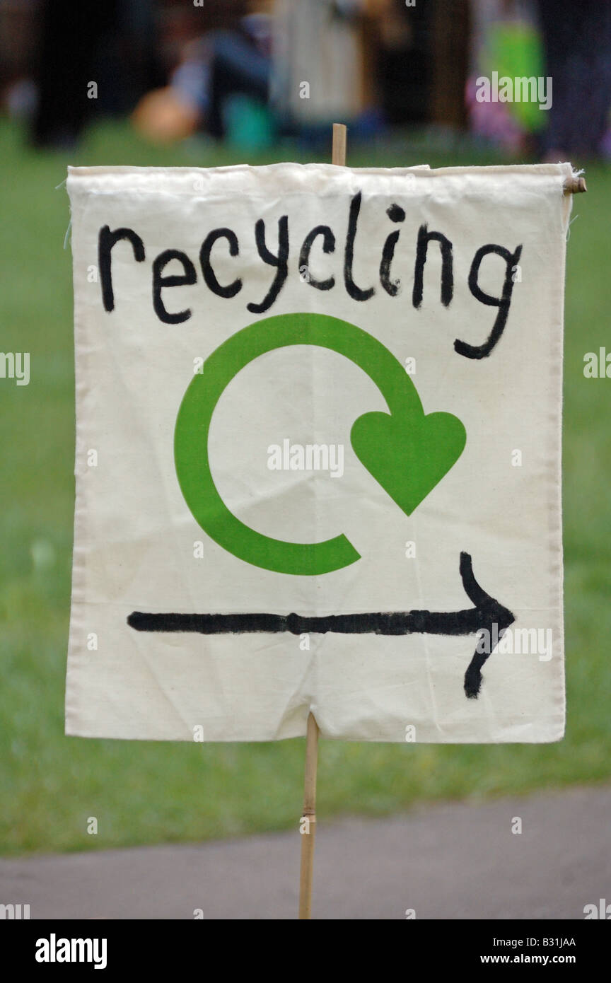 Home made recycling sign Camden Green Fair London UK Stock Photo - Alamy