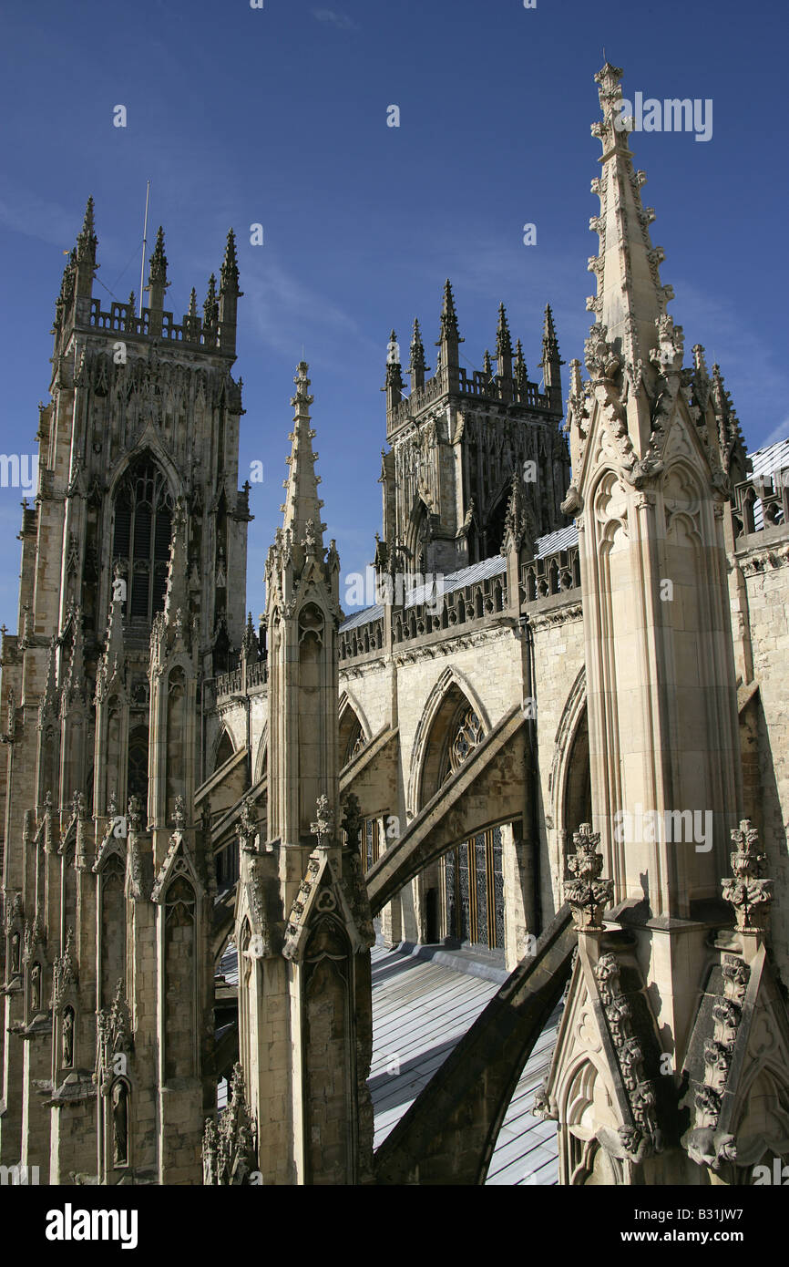 City of York, England. Rooftop architectural view of York Minster ...