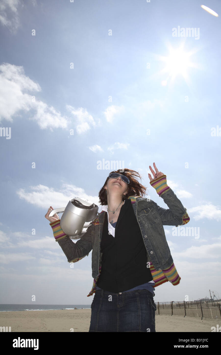 woman with radio Stock Photo - Alamy