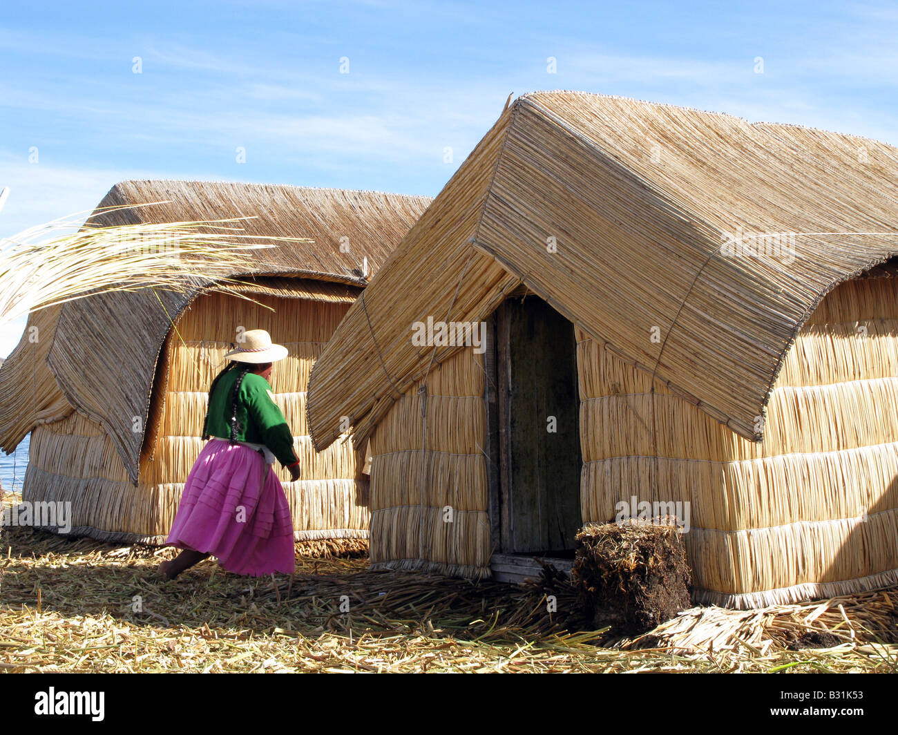 Traditional reed house on floating hi-res stock photography and images ...