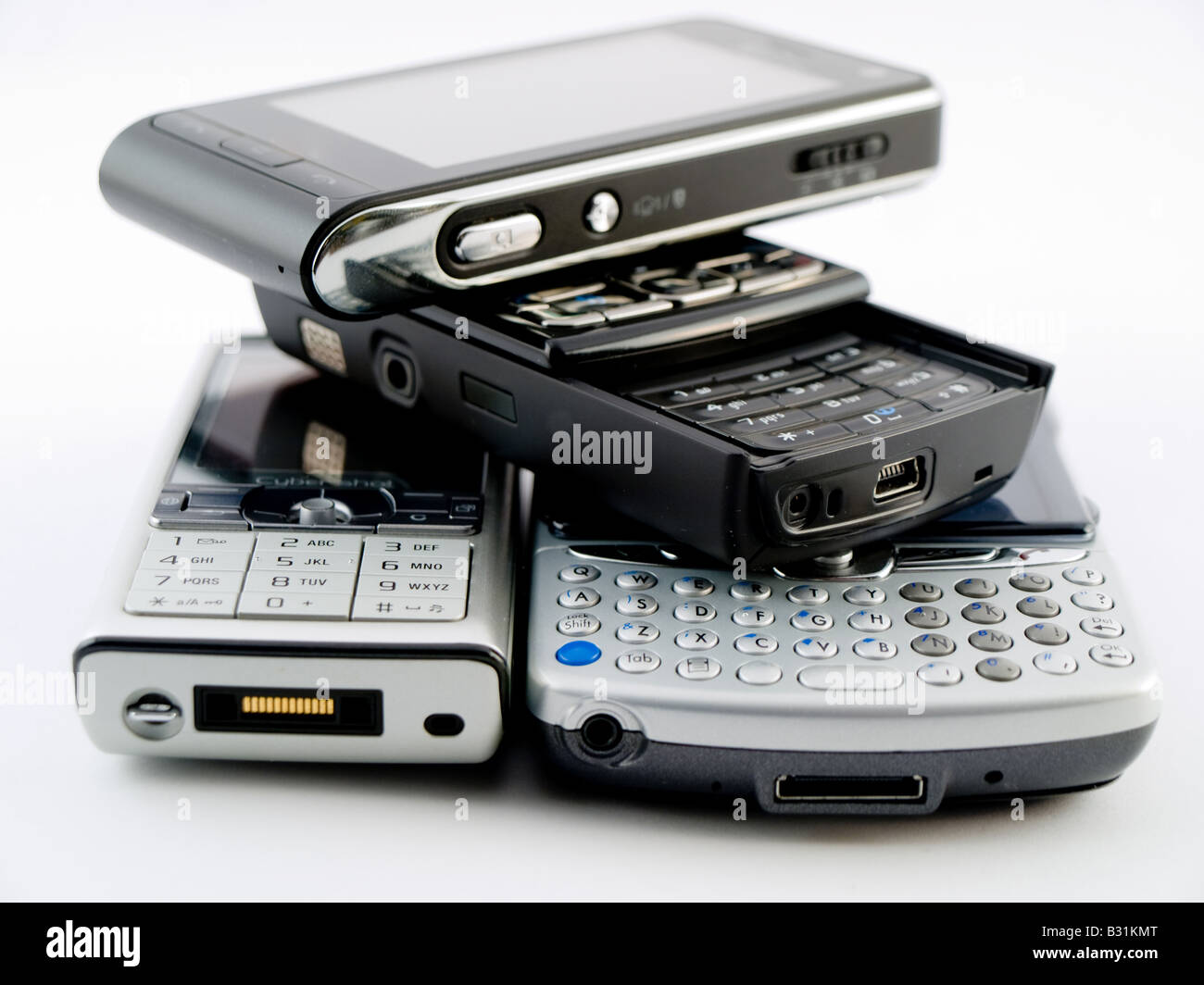 Stack Pile of Several Modern Mobile Phones PDA Cell Handheld Units ...