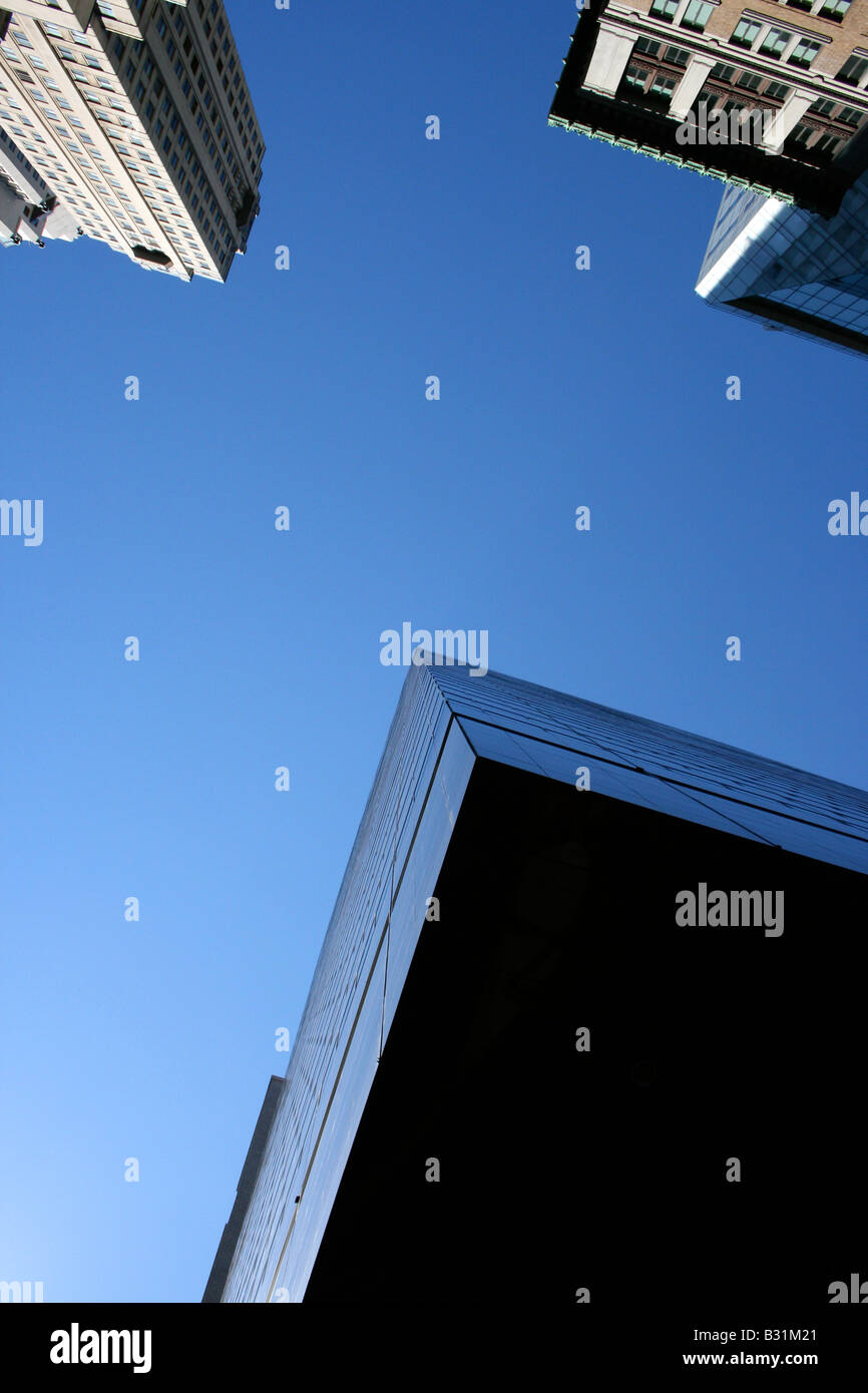 Unique angle of three buildings in Manhattan, New York Stock Photo - Alamy