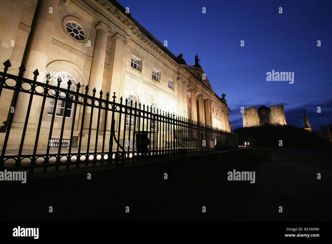City of York, England. Night view of York Crown Court at York Castle ...