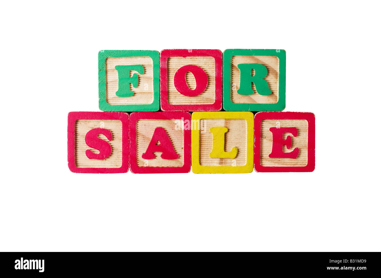 For Sale sign made out of children's wooden blocks Stock Photo - Alamy