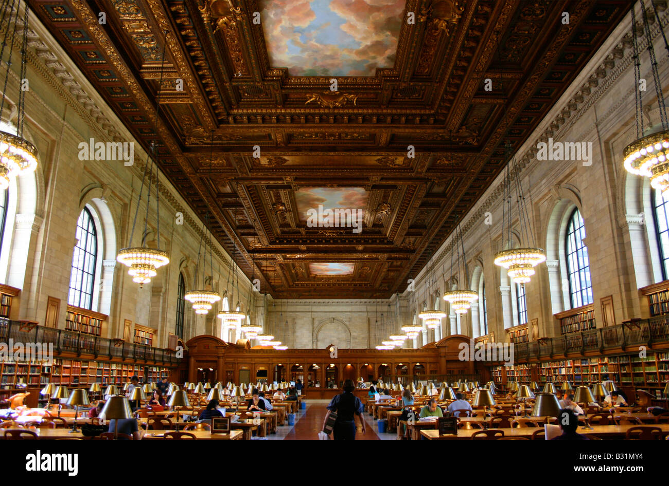 Reading room inside the New York Public Library Stock Photo - Alamy