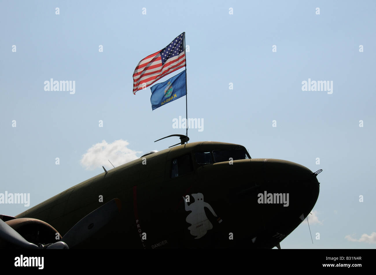 The Douglas AC-47 Spooky gunship at the Rochester International Airshow ...