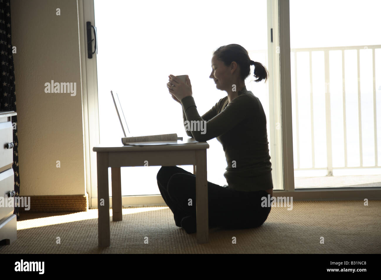 woman with laptop computer Stock Photo - Alamy