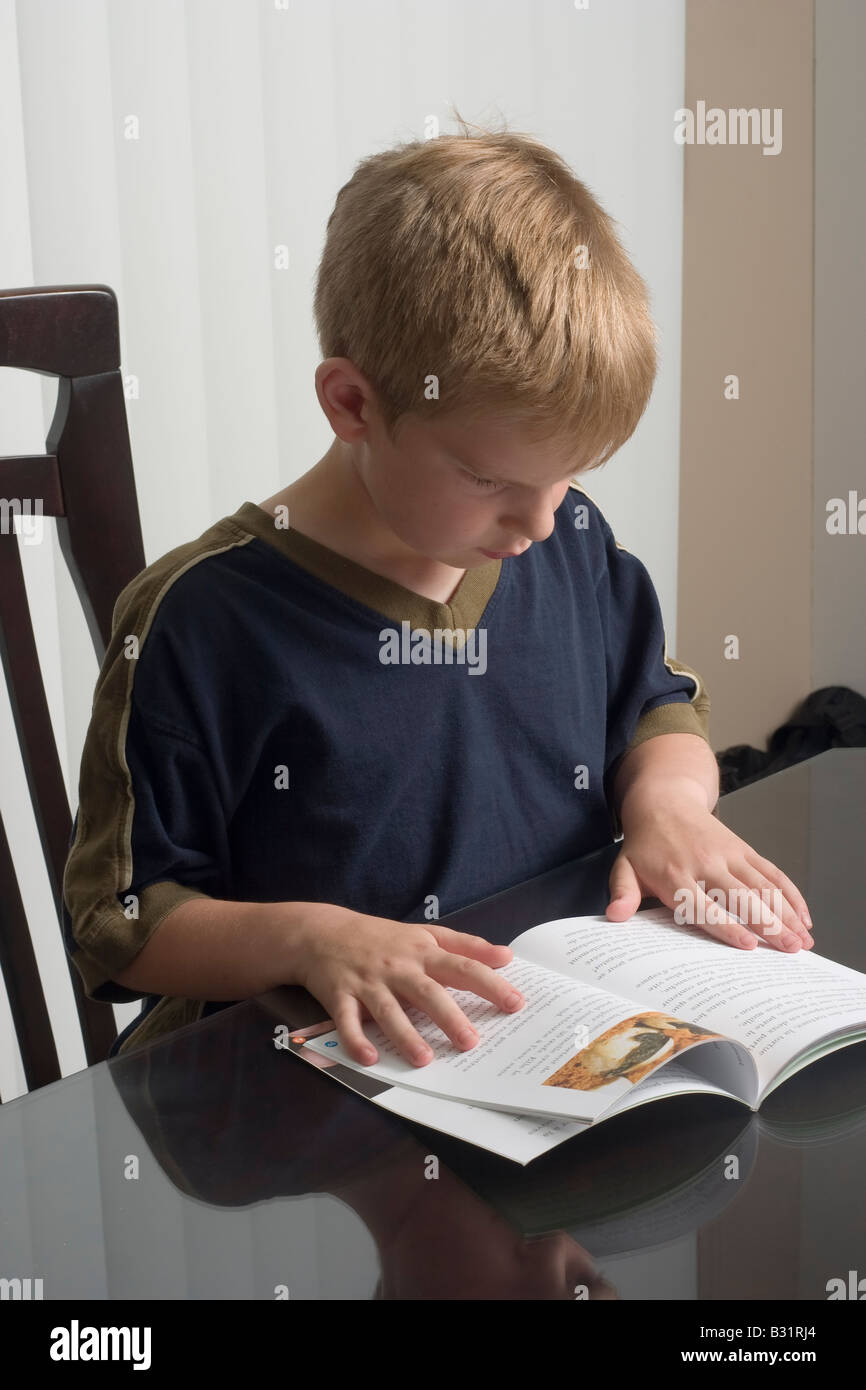 Young boy reading a book Stock Photo - Alamy
