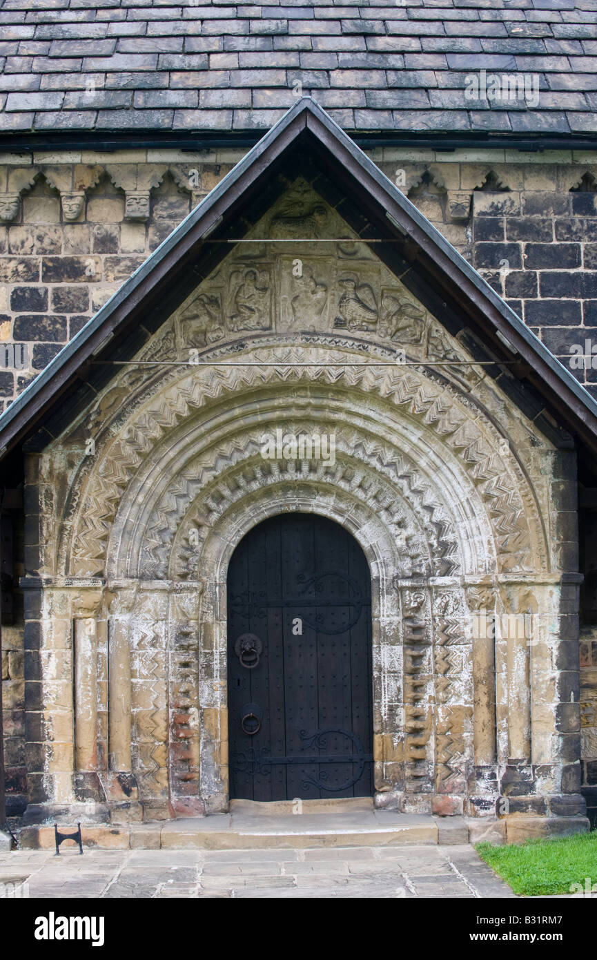 The sculptured stonework round the south door of St John the Baptist ...
