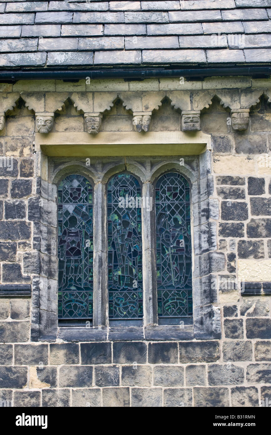 St John the Baptist Church corbel frieze decorated with 78 heads of ...