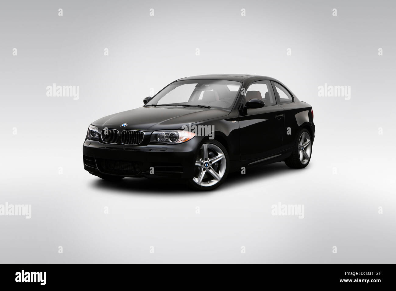 2008 BMW 1-series 135i in Black - Front angle view Stock Photo - Alamy