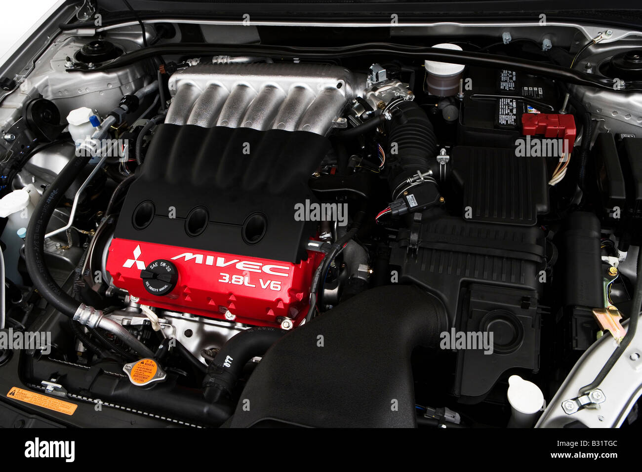 2009 Mitsubishi Galant Ralliart in Silver - Engine Stock Photo - Alamy
