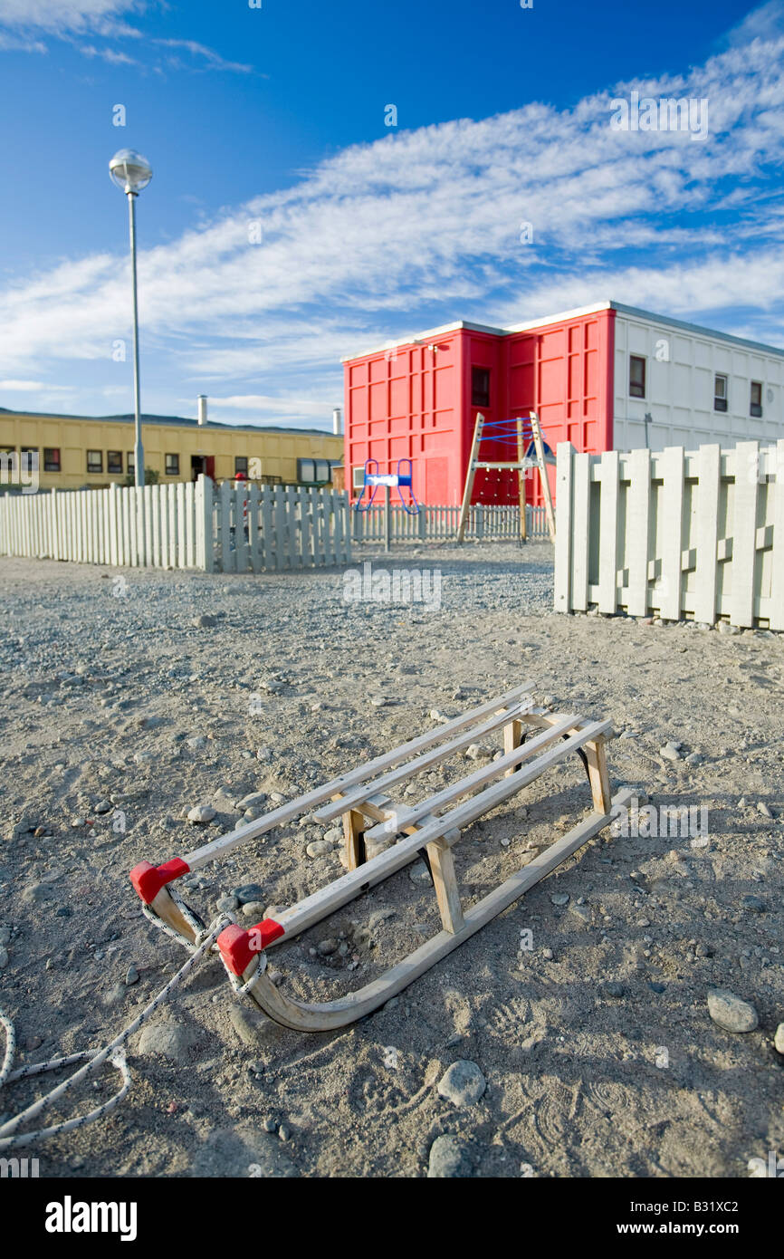 A sledge lying in the dust in Kangerlussuaq Greenland Stock Photo - Alamy
