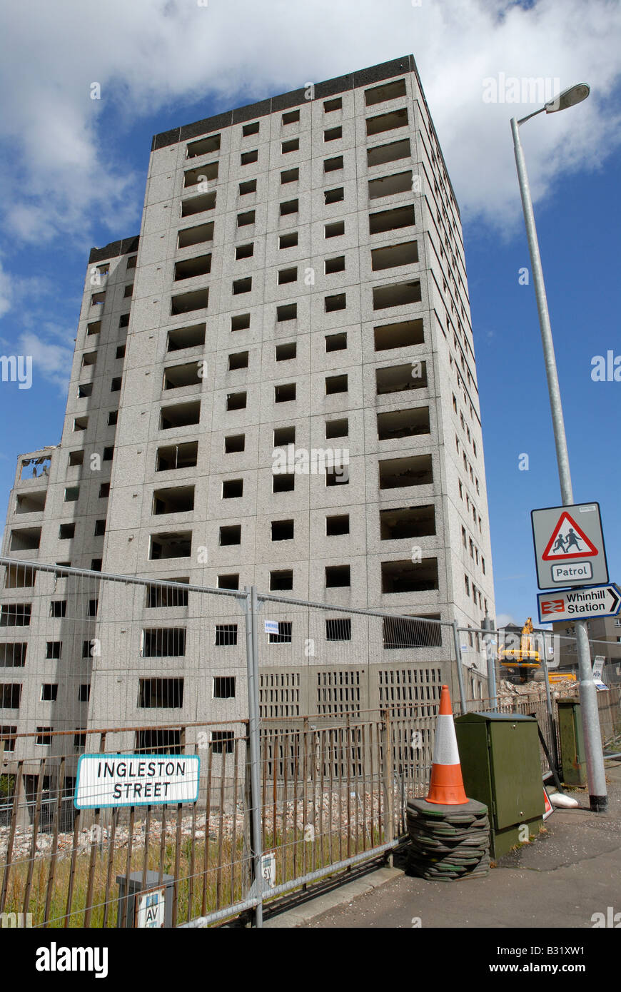 Tower block flats being demolished, Greenock, Scotland Stock Photo - Alamy