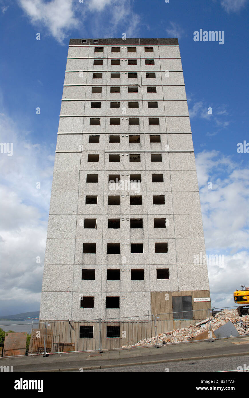 Tower block flats being demolished, Greenock, Scotland Stock Photo - Alamy