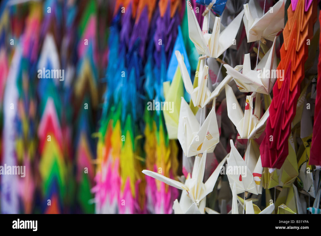 Paper cranes made by Japanese students in the A Bomb Peace Memorial ...