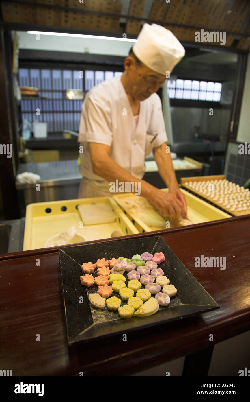 Japanese sweets being prepared by a chef in Kyoto in Japan Stock Photo ...