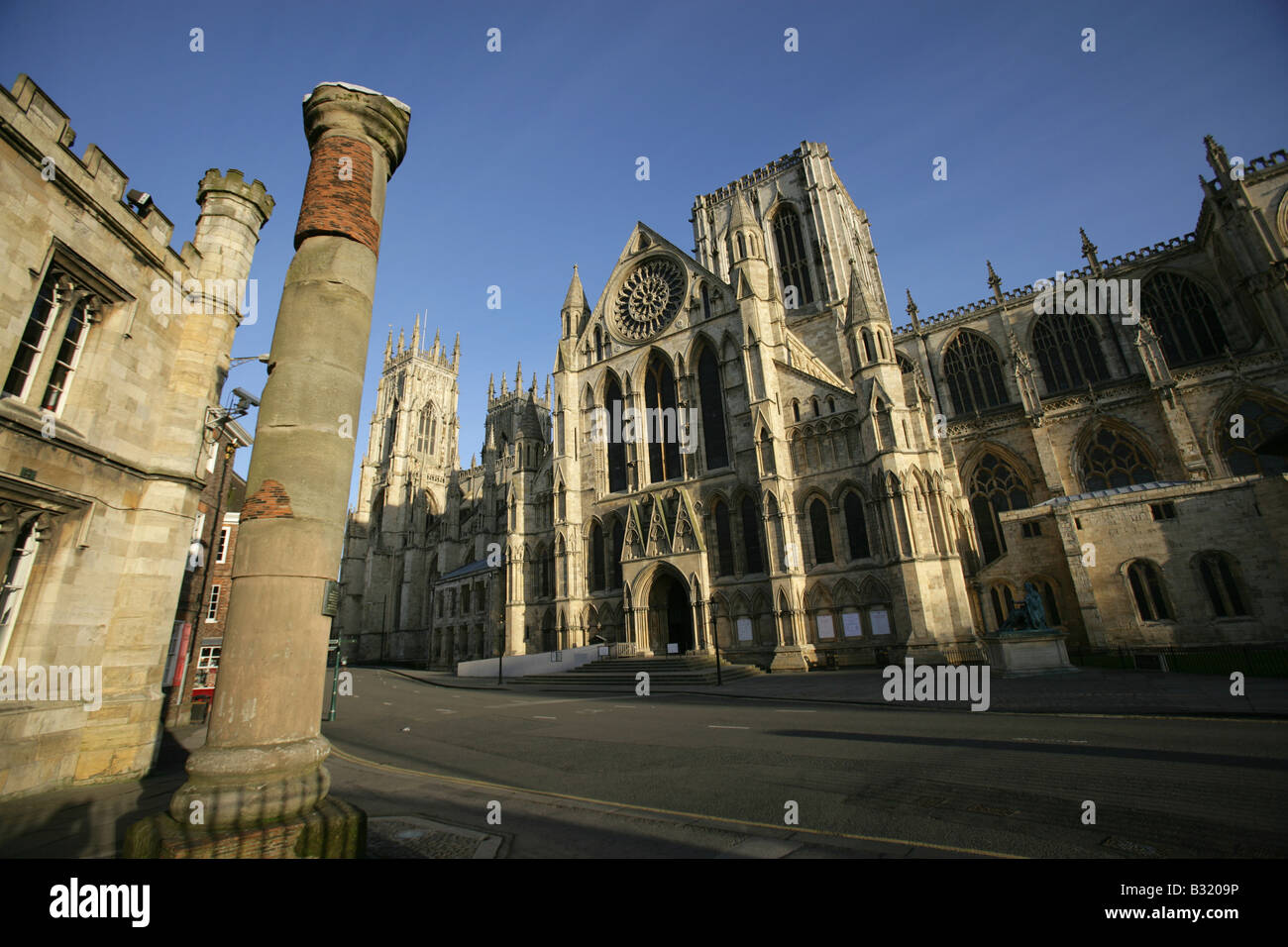 City of York, England. An excavated Roman column and the southern ...