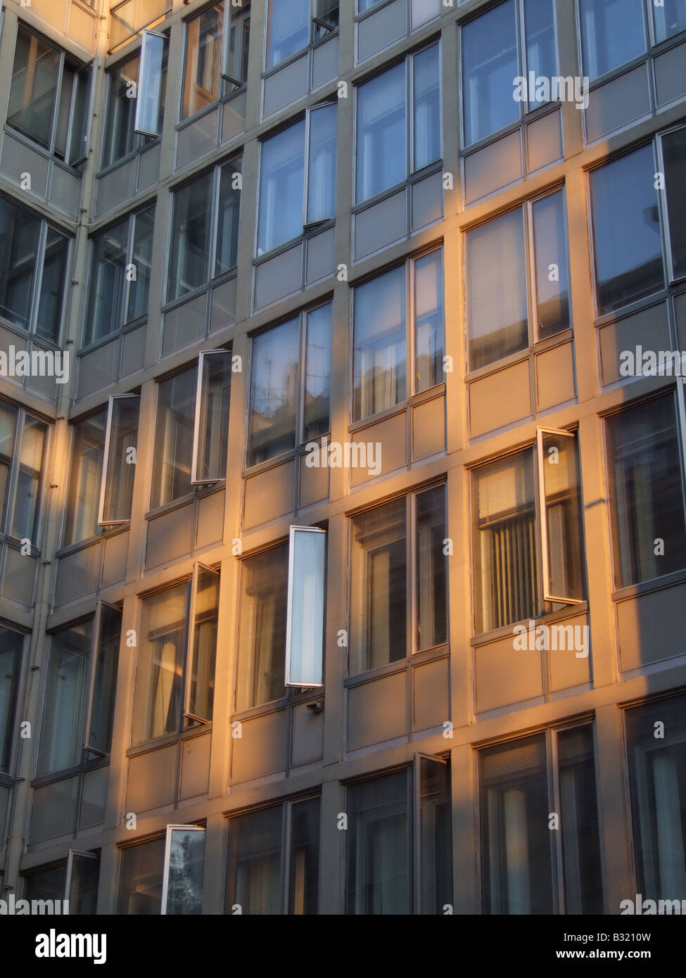 detail of office block facade windows in sun light Stock Photo - Alamy