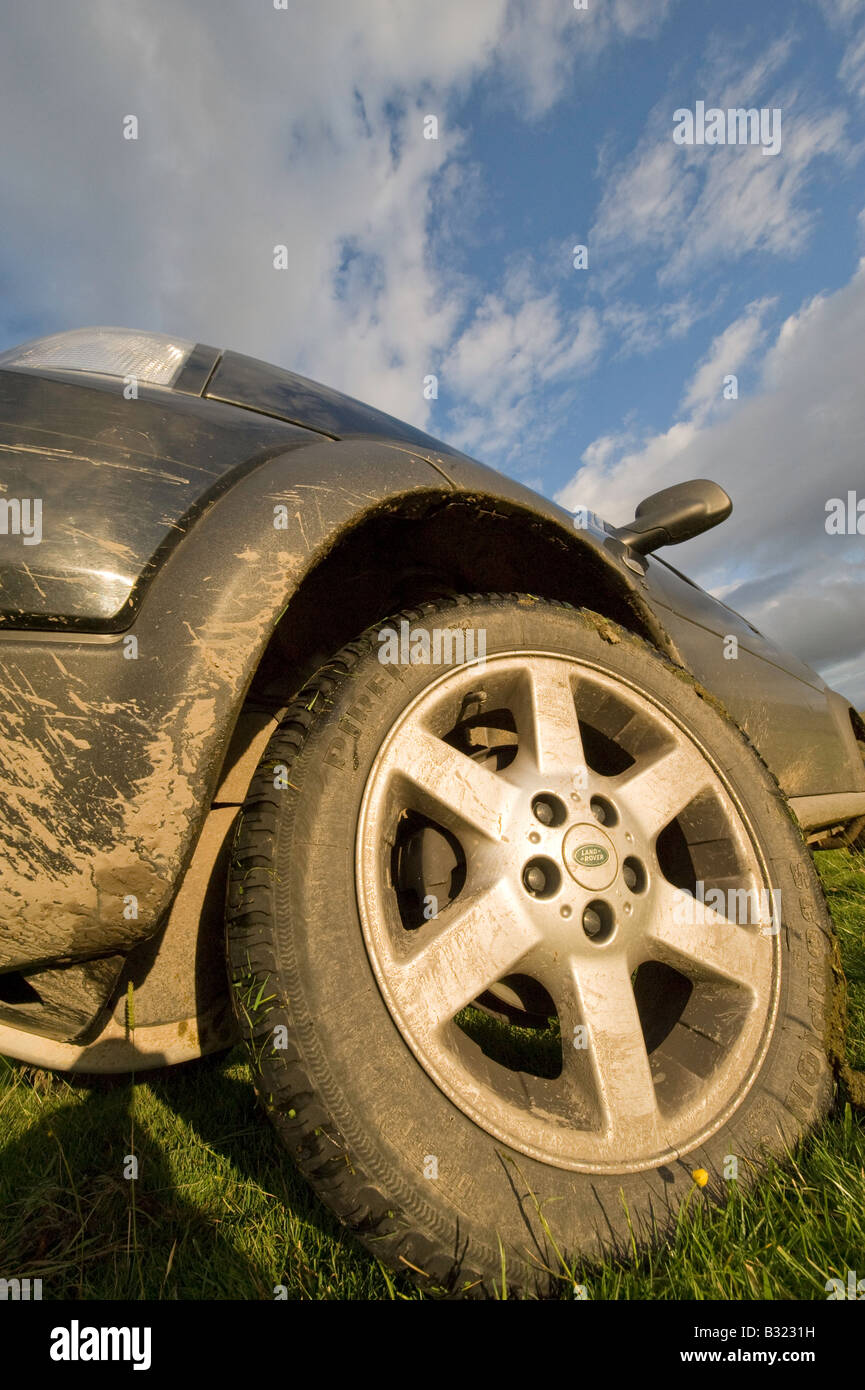 Land Rover Freelander off road in a pasture Cumbria Stock Photo - Alamy