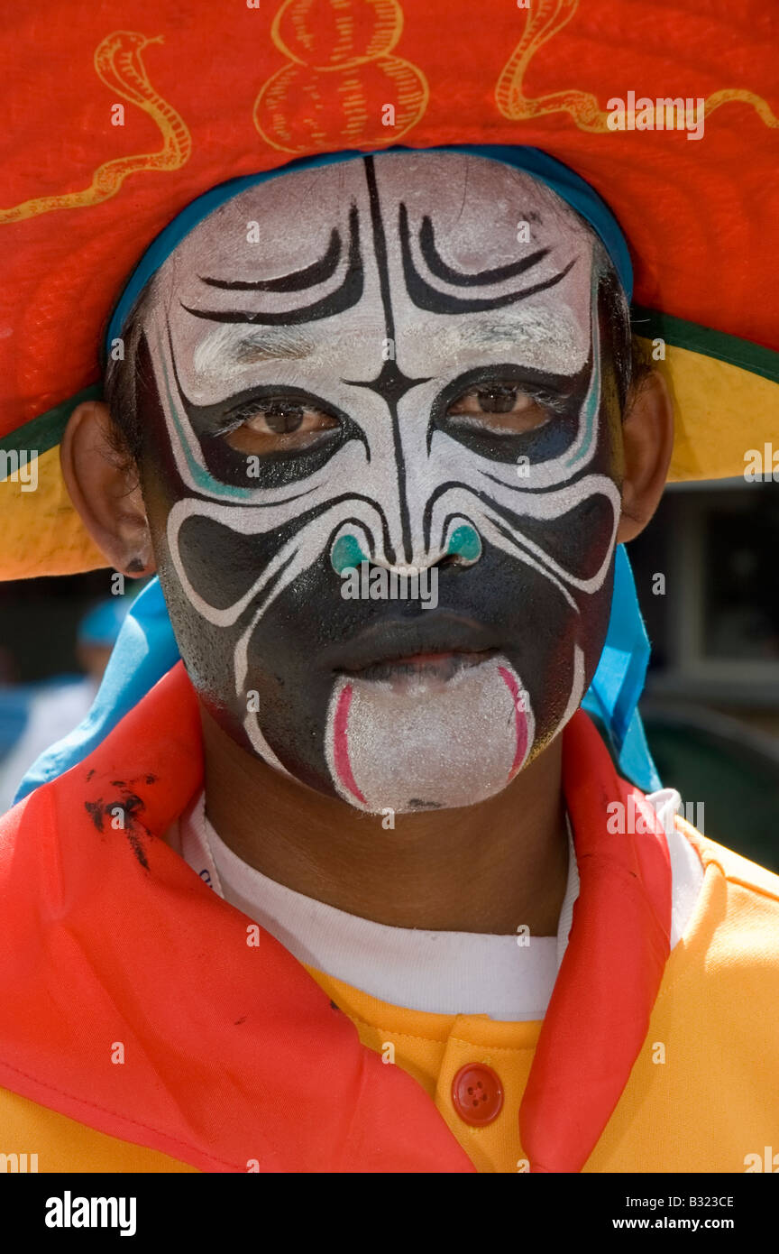 A head shot of a chinese performer with face paint. Bangkok, Thailand ...