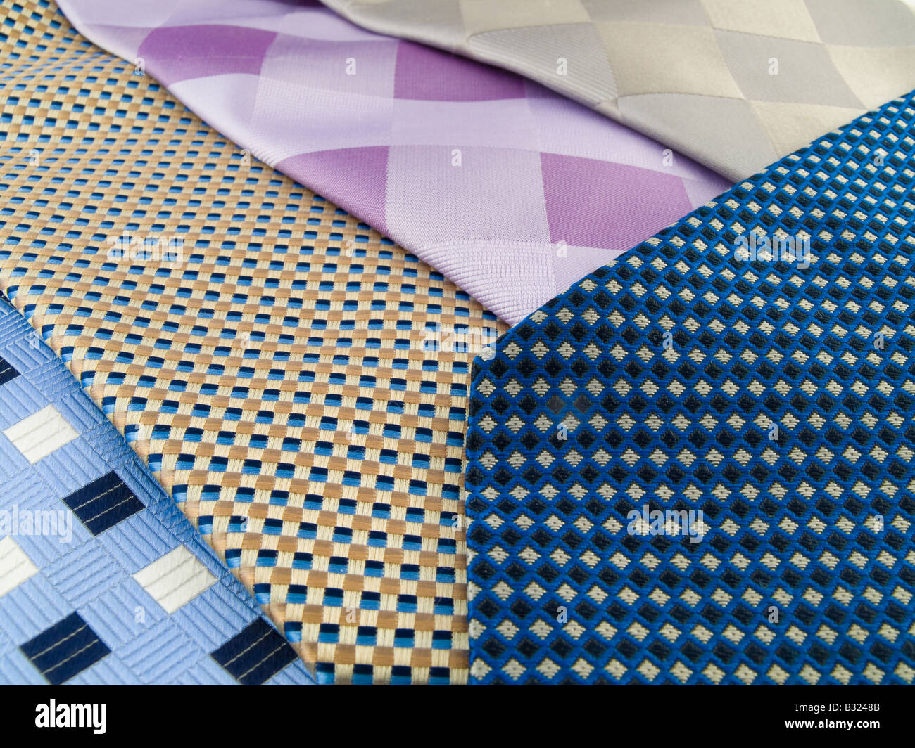 Close Up Neck Ties Showing Silk Pattern on Rich Cloth Stock Photo - Alamy