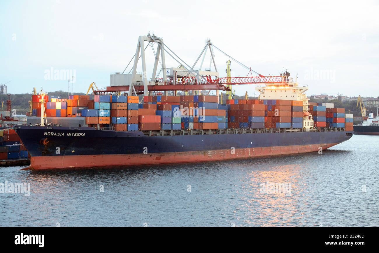 Loading of a container ship, Odessa, Ukraine Stock Photo - Alamy