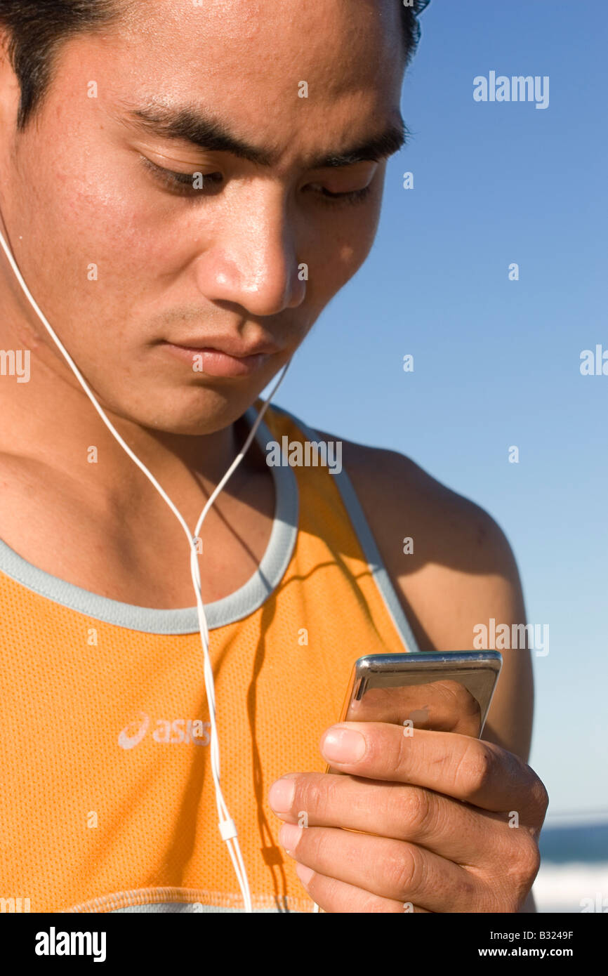 Male Runner Listening to Ipod Stock Photo - Alamy