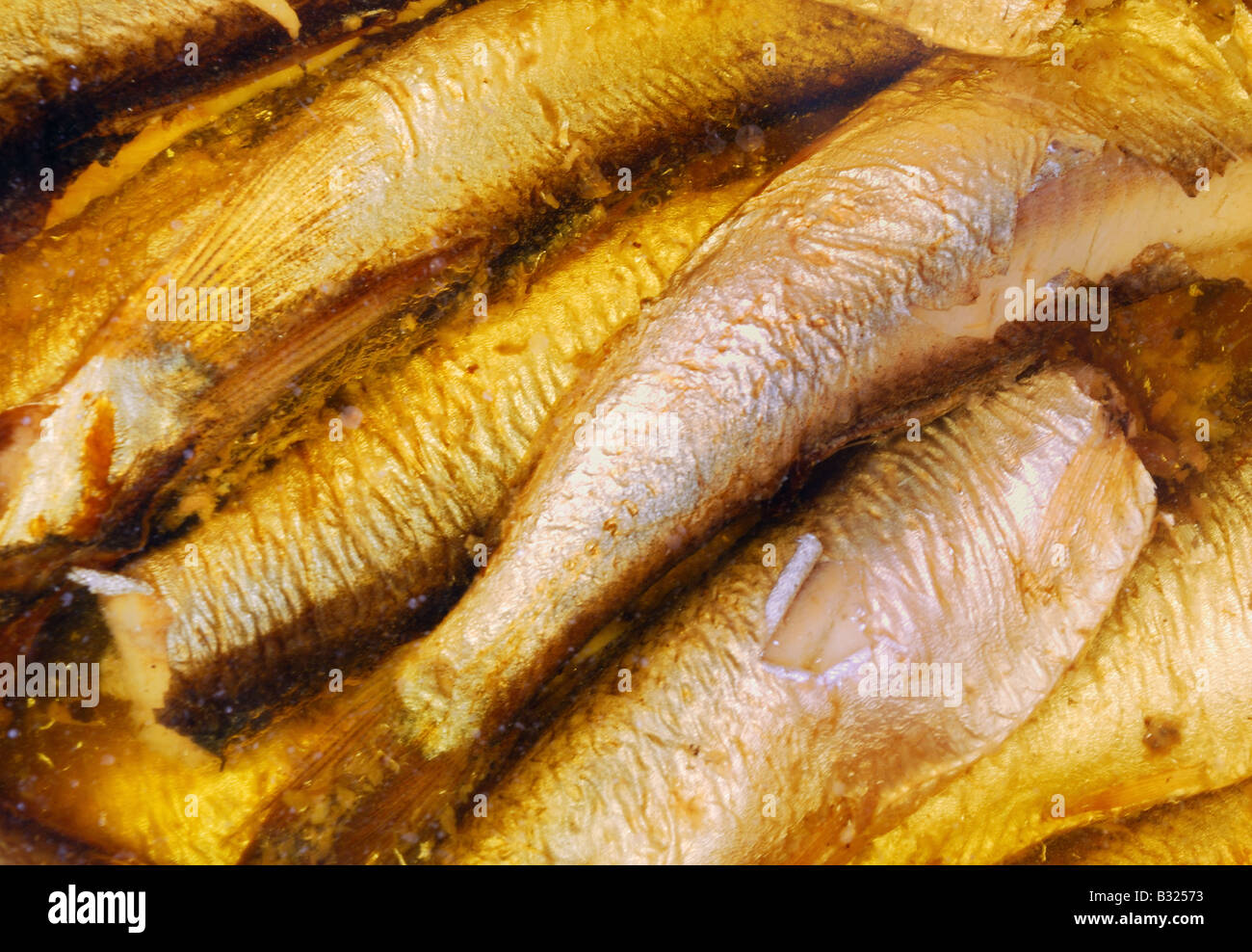Sprat fish are in butter snack on full background Stock Photo - Alamy