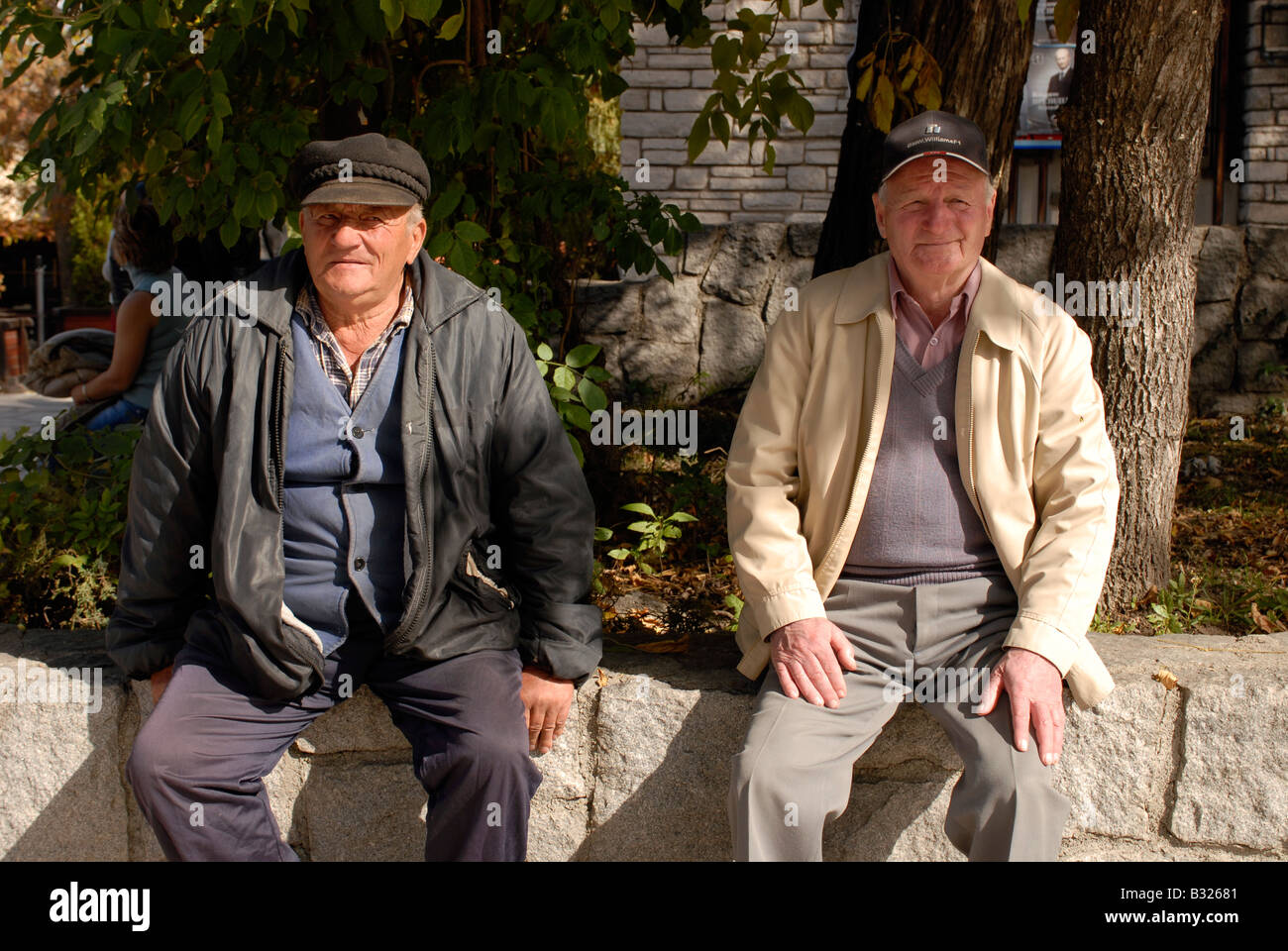 Local men pose for the camera in Bansko, Bulgaria Stock Photo - Alamy